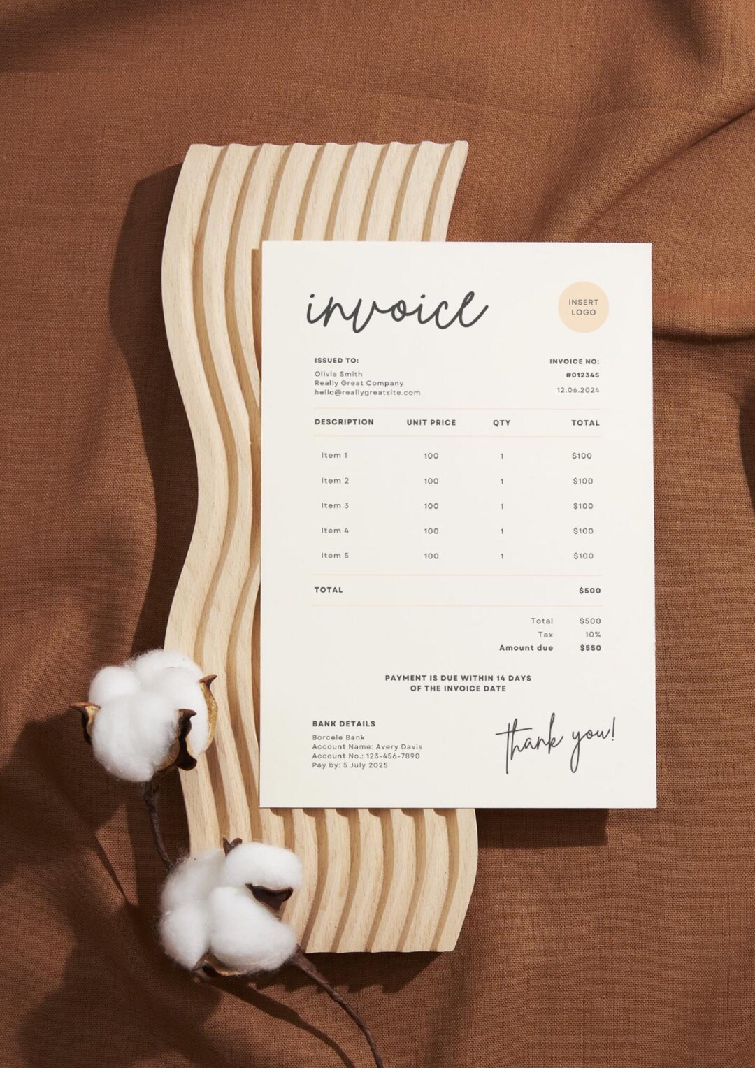 CLASSY INVOICE TEMPLATE | Small Business Template, Modern Minimalist ...