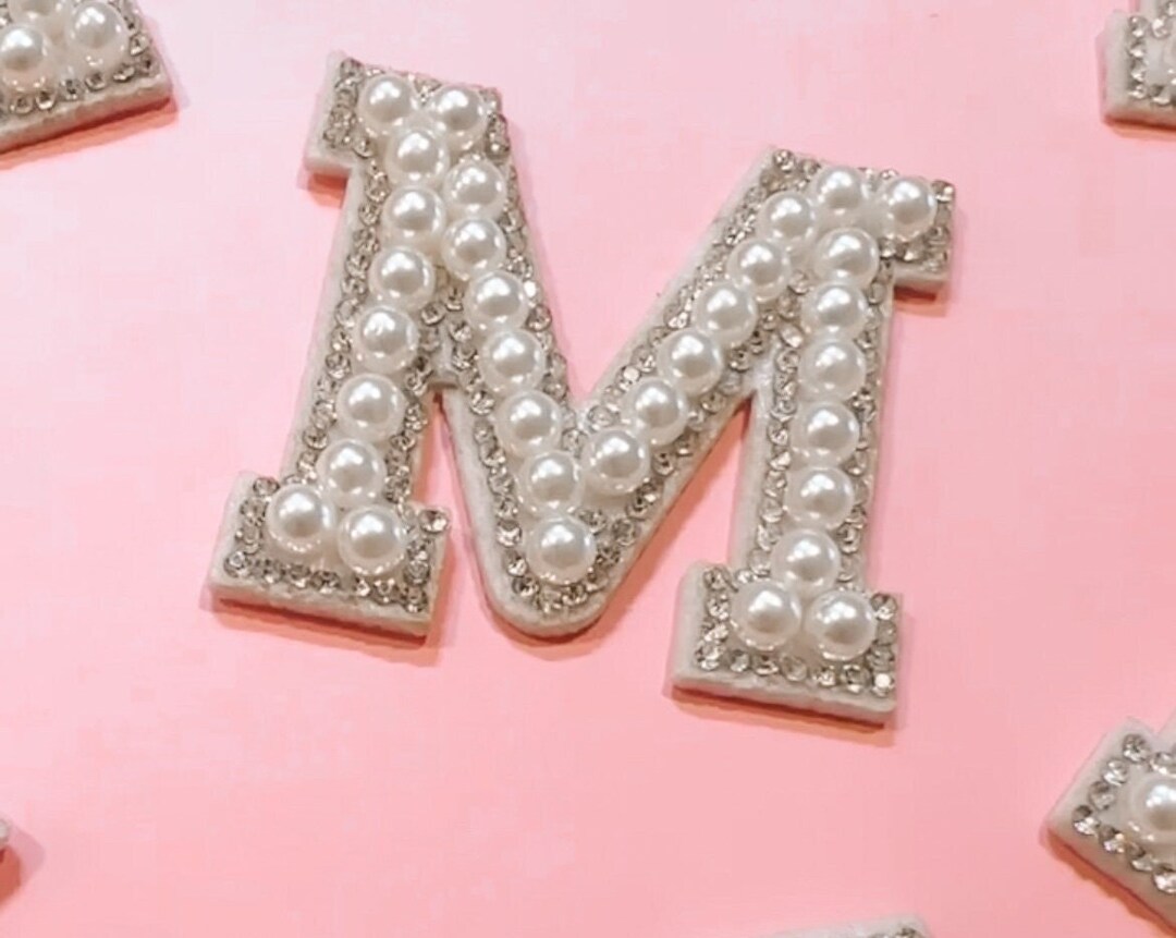 Letter M Pearl Glittered Chenille Patch Mickey M MOM Letter - Etsy