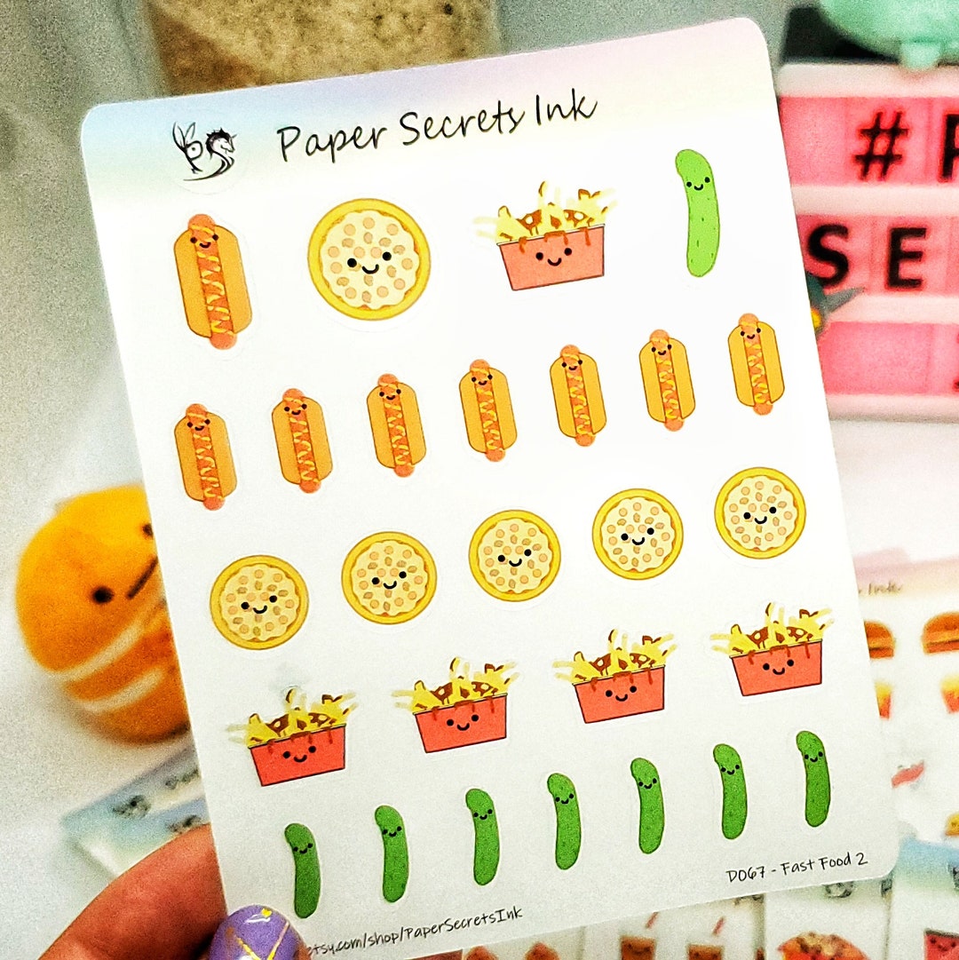 Fast Food Sheet 2 pizza, Hot Dogs, Poutine, Pickles Decorative Planner ...