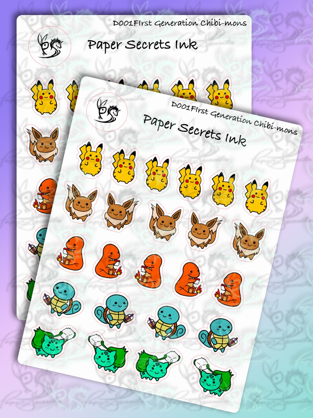 Pocket Monsters First Generation Starter Chibi-mons Planner Stickers - Etsy