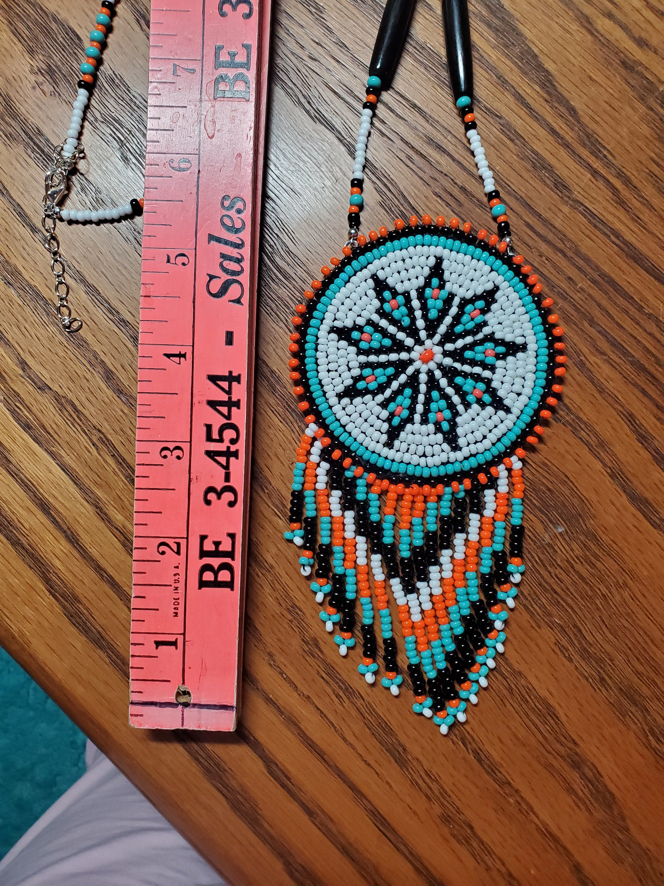 Native Sunrise Beaded Fringe Blue Medallion - Etsy