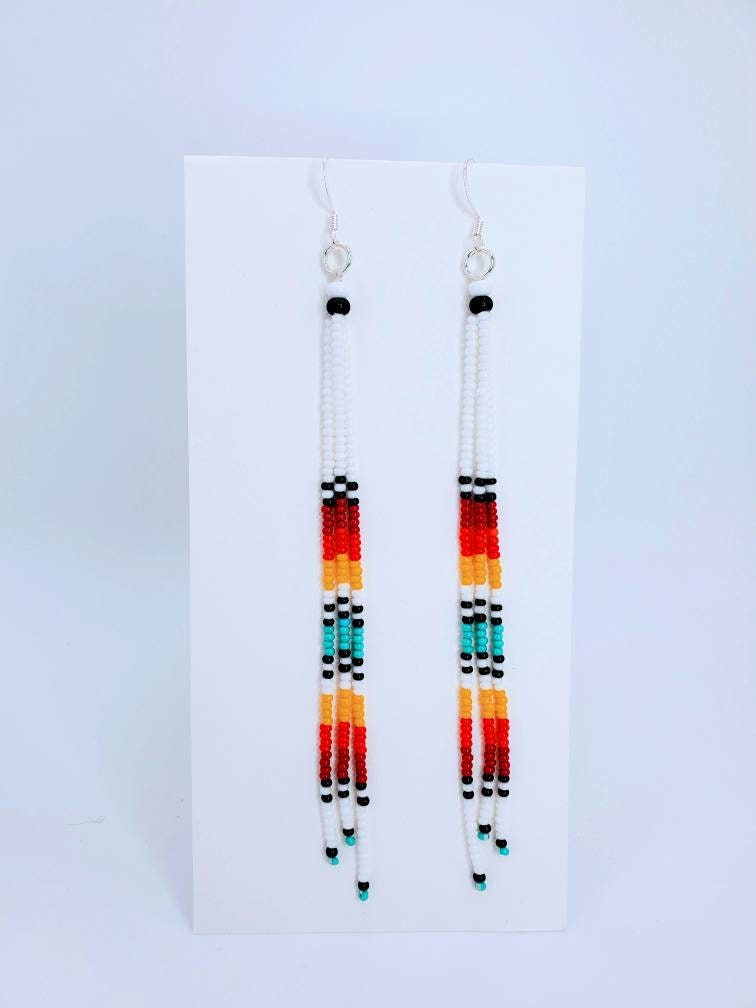 Rainbow Dangle Earrings - Handmade Native American Beaded Jewelry - Etsy