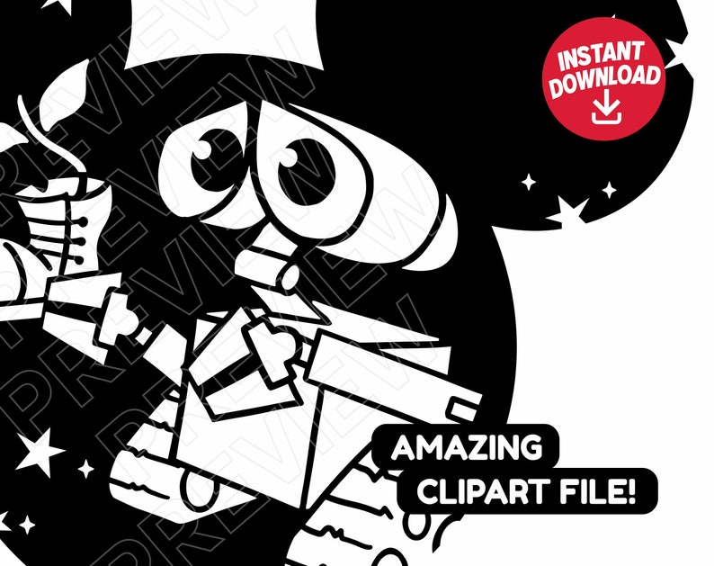 Wall E SVG Ears DXF Clipart Png Cut File Outline Silhouette - Etsy
