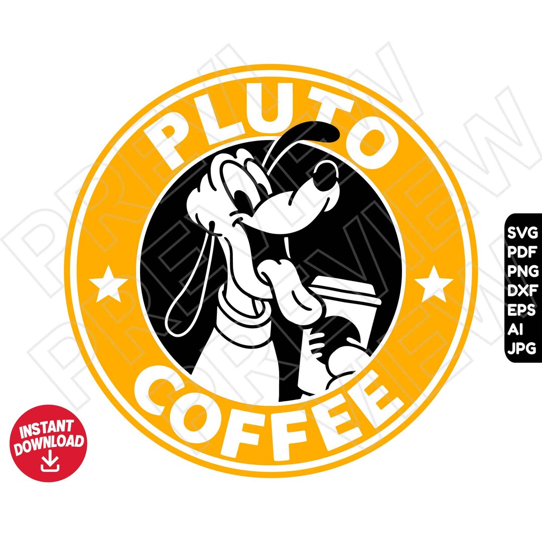 Pluto Coffee SVG Png Dxf Clipart , Cut File Layered by Color - Etsy
