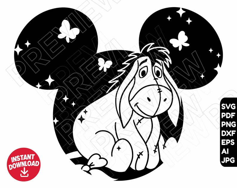 Eeyore SVG Winnie Pooh Dxf Clipart Png Cut File Outline - Etsy UK