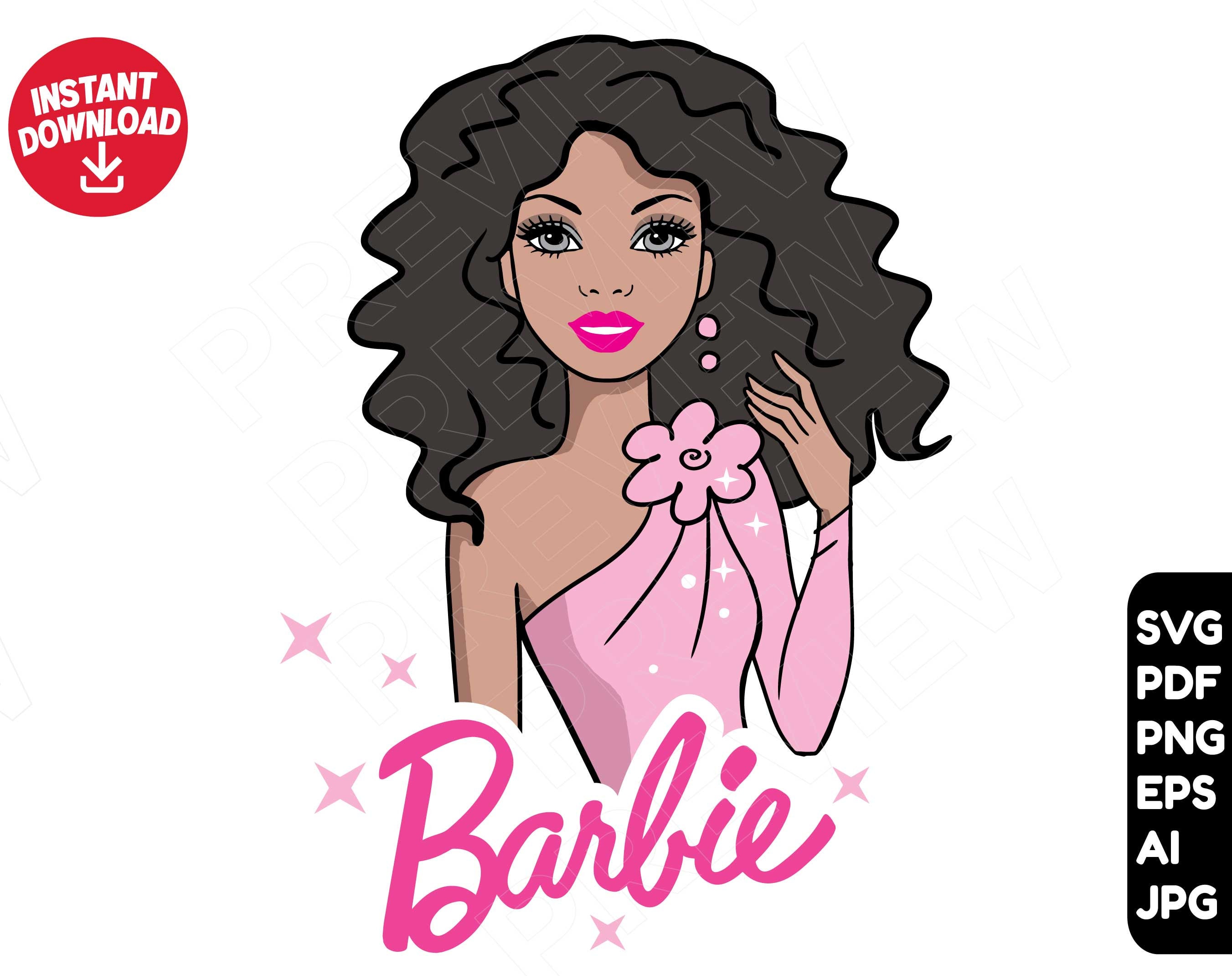 Barbie SVG Afro Barbie Doll Svg Png Clipart Cut File | Etsy Canada