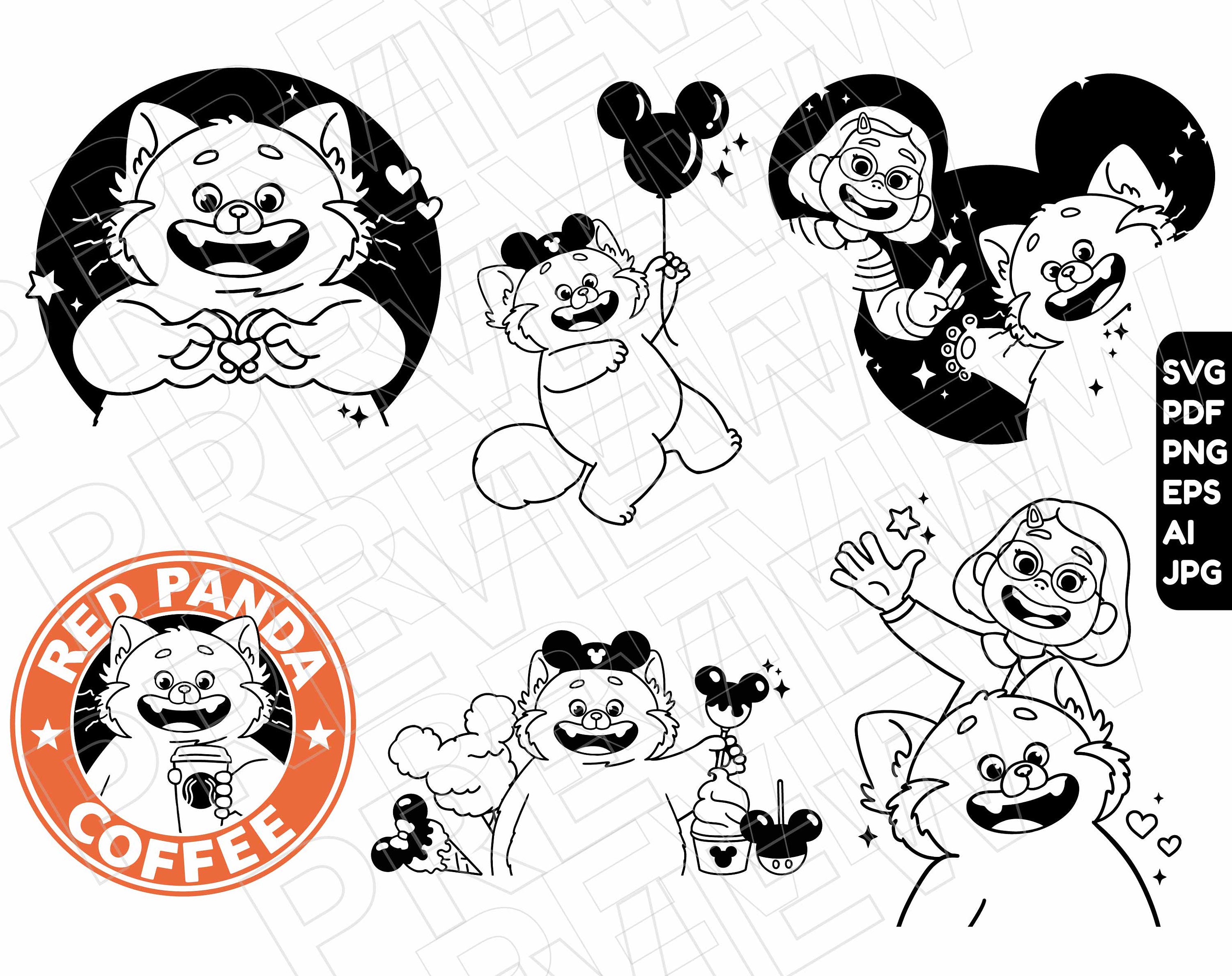 Turning Red BUNDLE SVG 6 Cut Files Outline Silhouette - Etsy