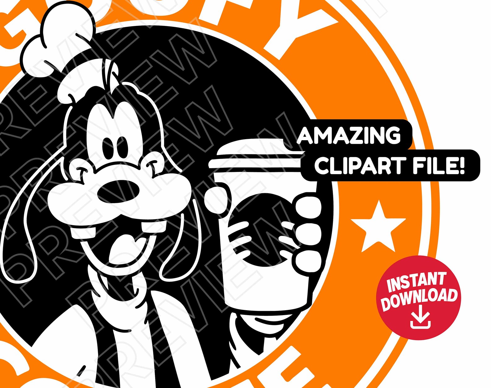 Goofy Coffee SVG Png Clipart Cut File Layered by Color - Etsy