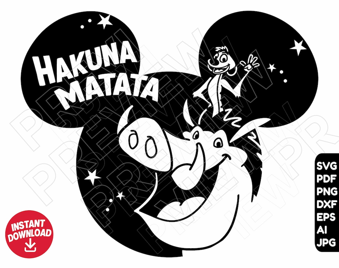 Hakuna Matata SVG Timon Pumba Lion King Png Dxf Clipart , Cut File ...