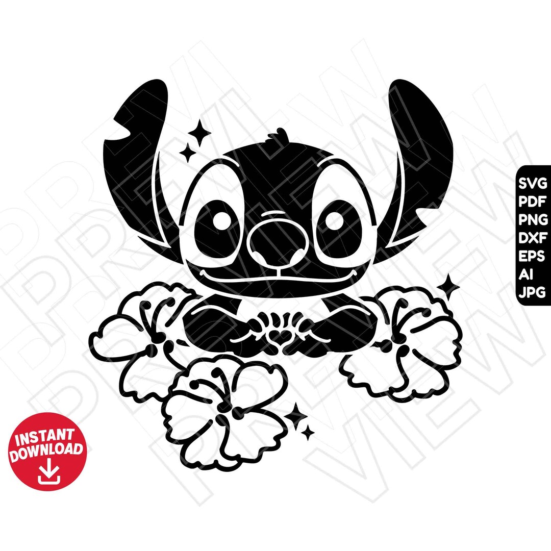 Stitch Flowers Heart SVG Dxf Png Clipart , Cut File Outline Silhouette ...