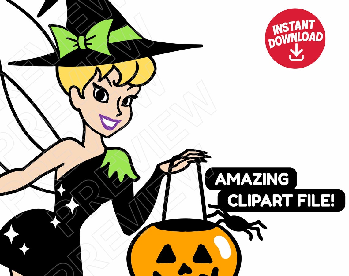 Tinkerbell SVG Halloween Witch Dxf Png Clipart Cut File - Etsy
