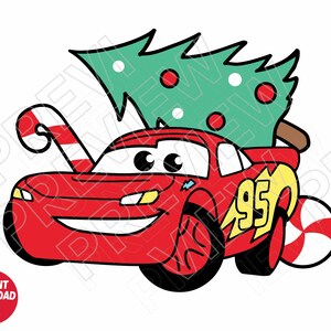 Cars Christmas SVG Png Dxf Clipart , Lightning Mcqueen , Christmas Car ...