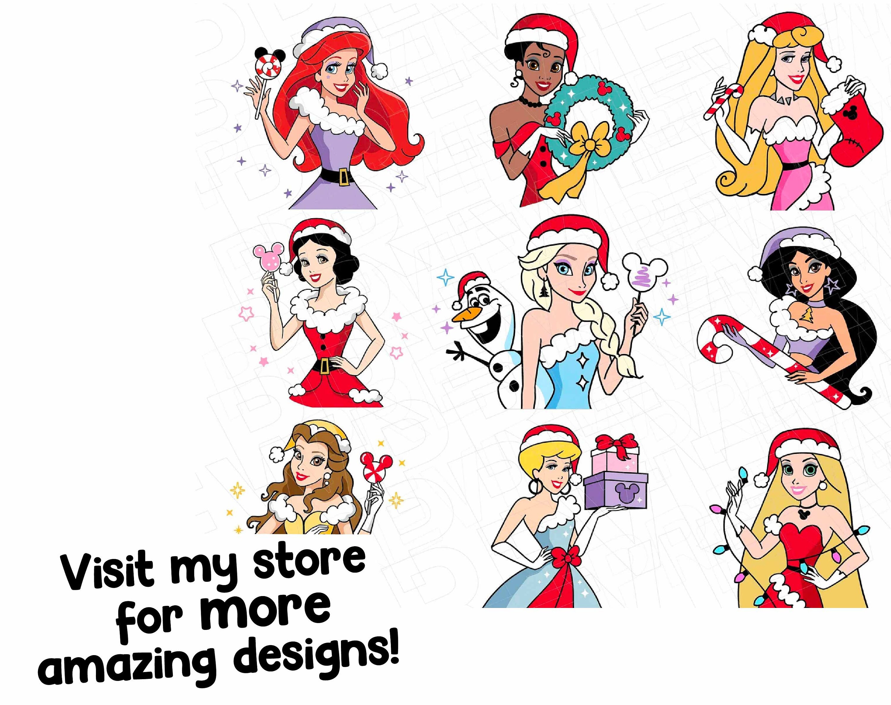 Princess Christmas SVG Disneyprincess Svg Png Clipart - Etsy