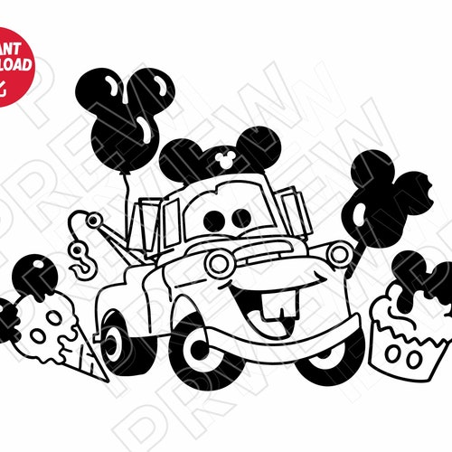 Cars SVG Tow Mater Svg Png Clipart Dxf Disneyland Snacks Cut - Etsy