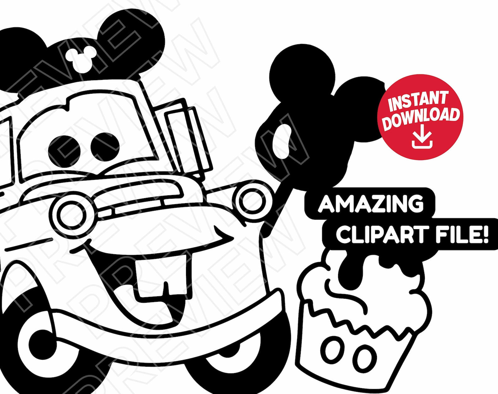 Cars SVG Tow Mater Svg Png Clipart Dxf Disneyland Snacks Cut - Etsy UK