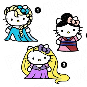 Hello Kitty SVG BUNDLE Disney Princess svg Cut files layered | Etsy