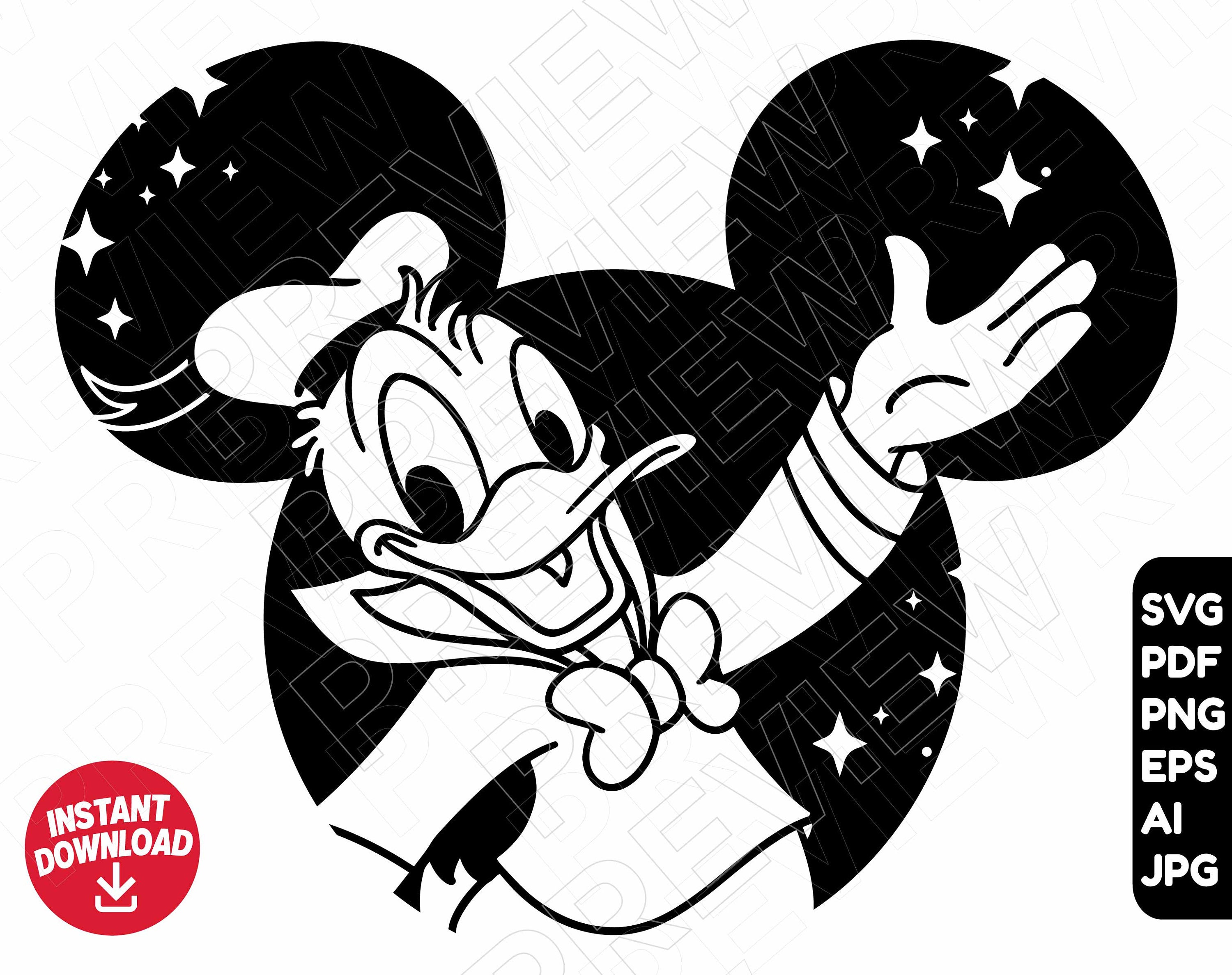Donald SVG Disneyland ears Mickey and friends cut file | Etsy
