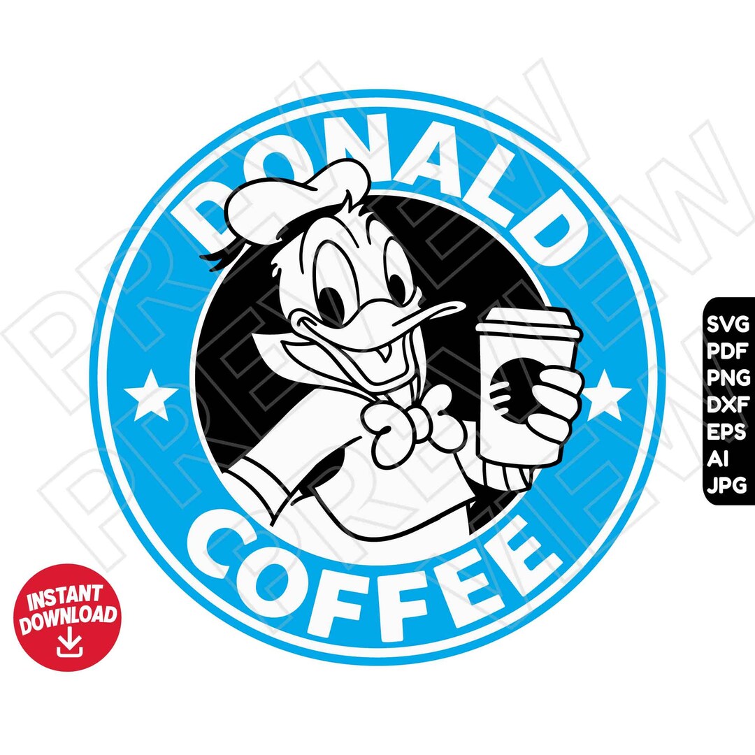 Donald Coffee SVG Png Dxf Clipart , Cut File Layered by Color - Etsy