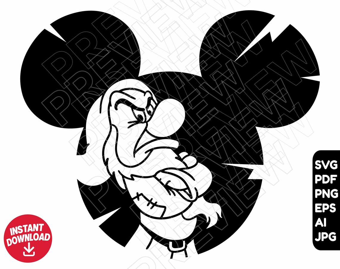 Grumpy SVG Png Clipart Cut File Outline Silhouette - Etsy