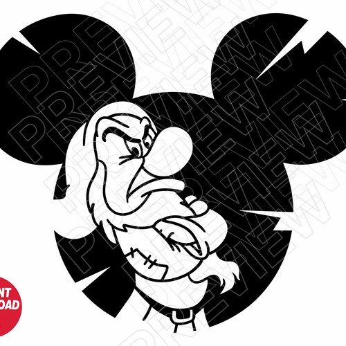 Grumpy SVG Png Clipart Cut File Outline Silhouette - Etsy