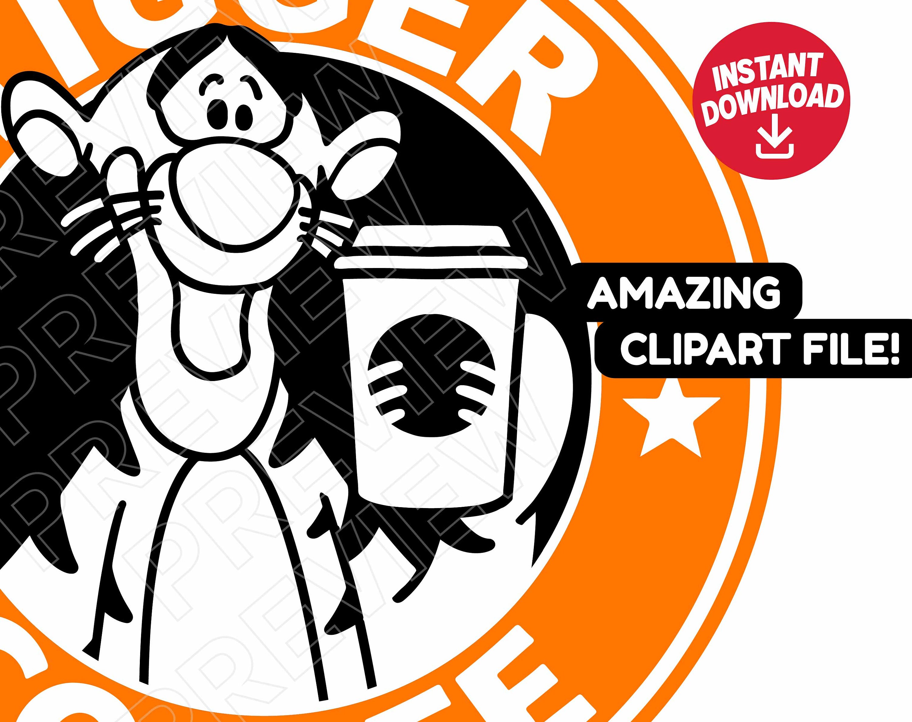 Tigger SVG coffee winnie pooh coffee dxf png clipart cut file - Etsy México