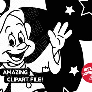Dopey Dwarf Disneyland SVG Png Clipart , Cut File Outline Silhouette - Etsy