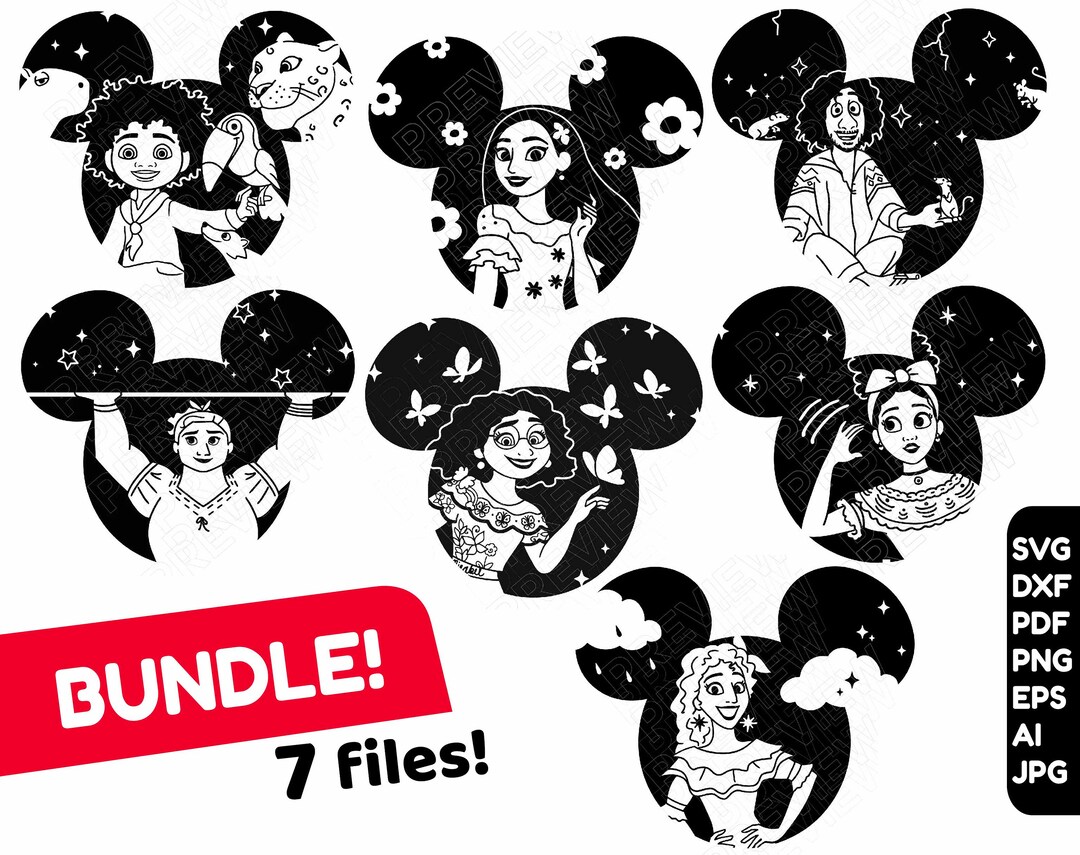 Encanto SVG BUNDLE , set 7 cliparts svg png DXF , cut files outline ...