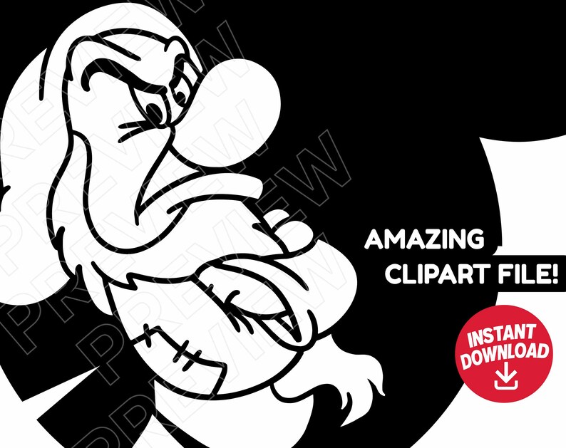 Grumpy SVG Png Clipart Cut File Outline Silhouette - Etsy