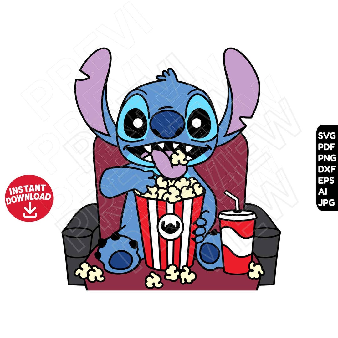 Stitch SVG 2025 Pop Corn Cimema Dxf PNG Clipart , Cut File Layered by ...