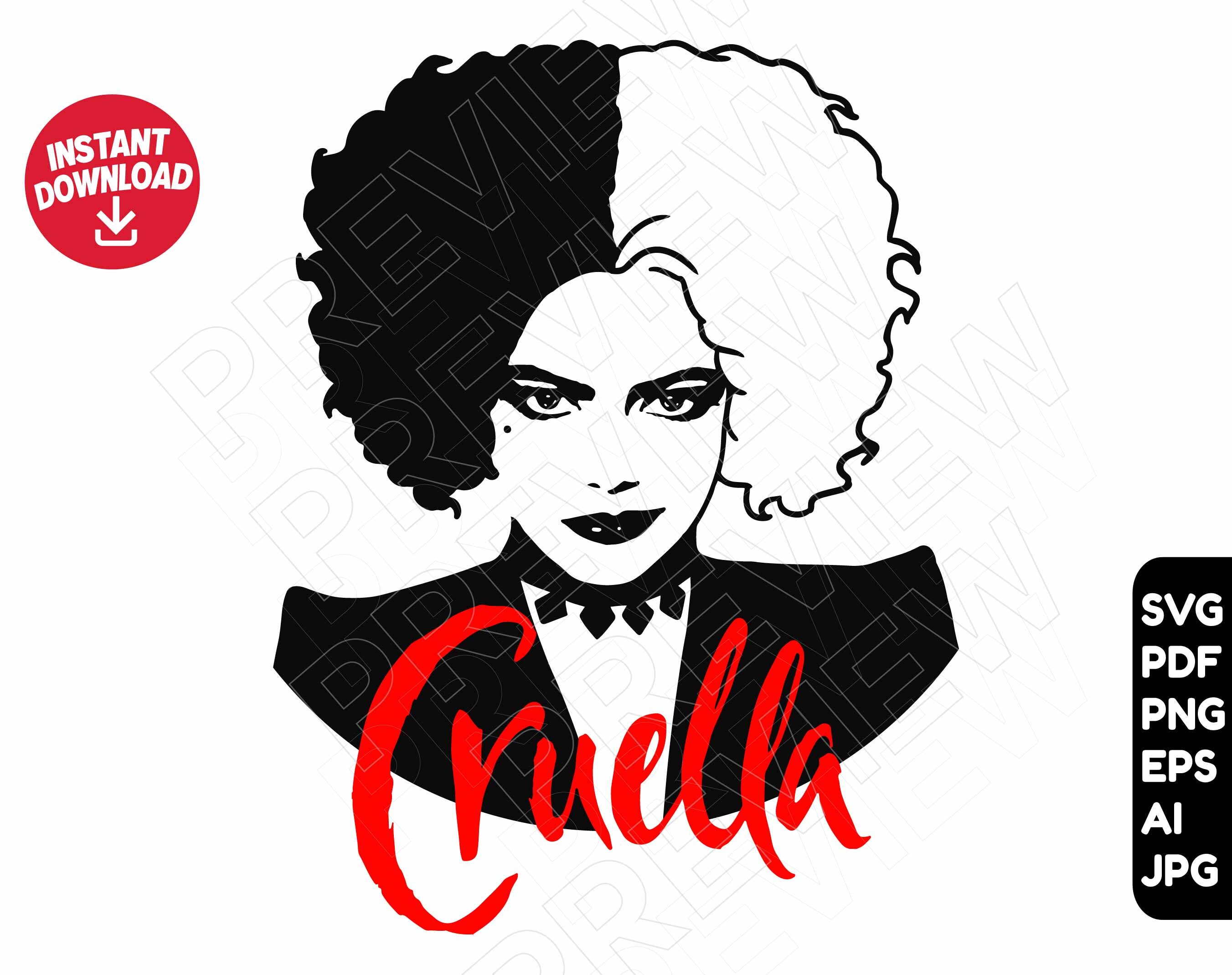 Cruella SVG Png Clipart Cut File Layered by Color Instant - Etsy Canada