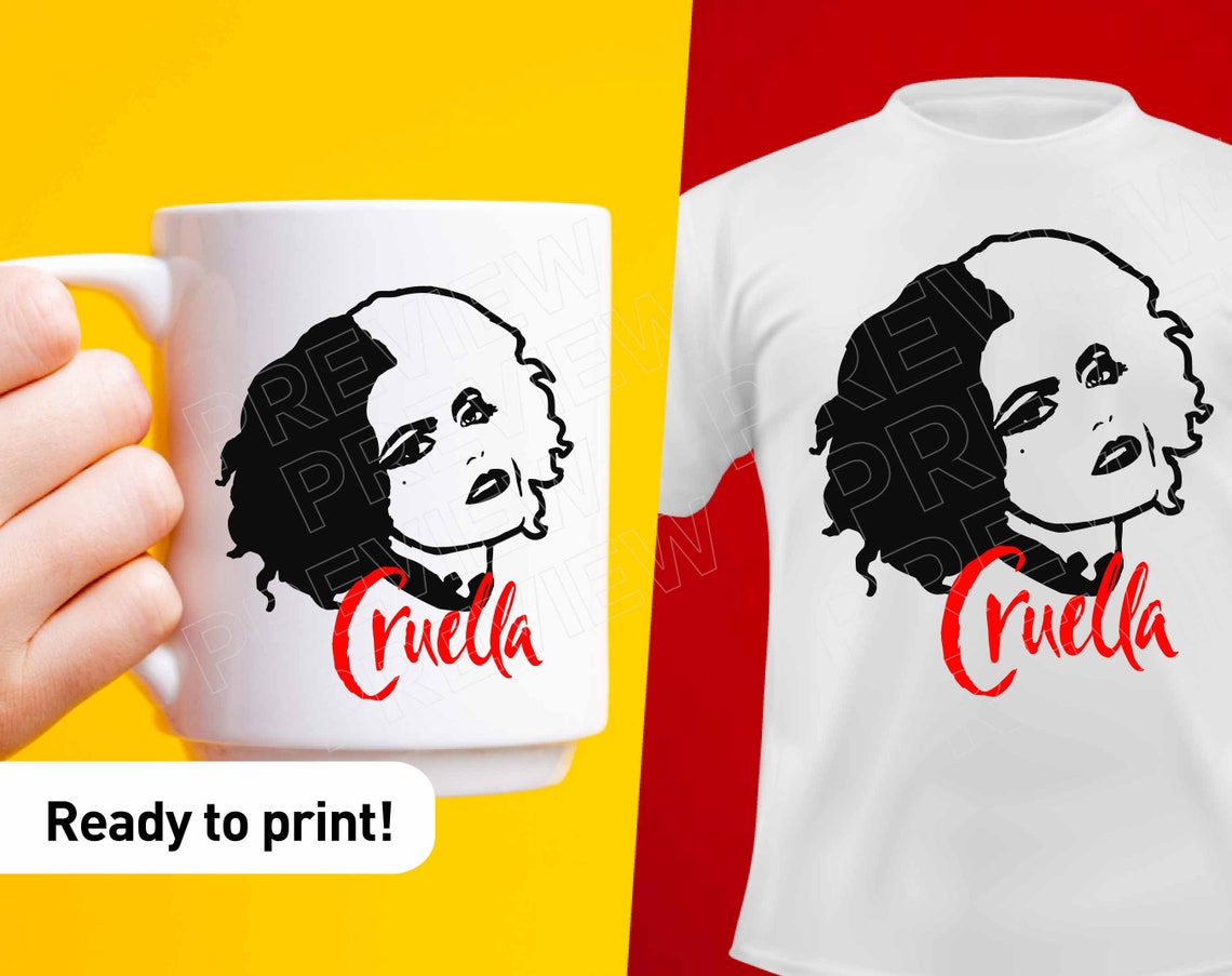 Cruella SVG Villain Png Clipart Vector Cut File Outline - Etsy