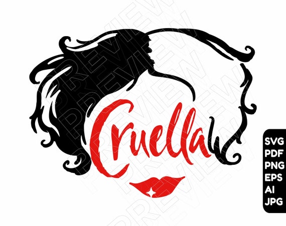 Cruella SVG Disney design png cut file layered by color | Etsy