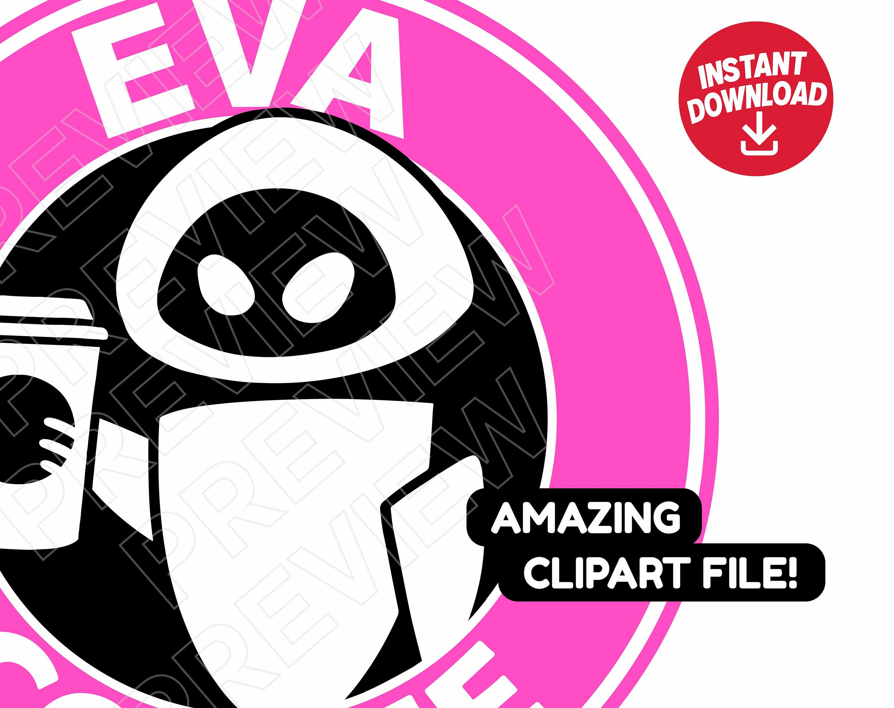 Eva Wall E Svg Coffee Png Dxf Clipart Cut File Layered By Inspire | The ...