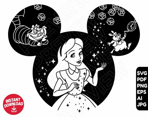 Silueta De Cara De Alicia De Disney