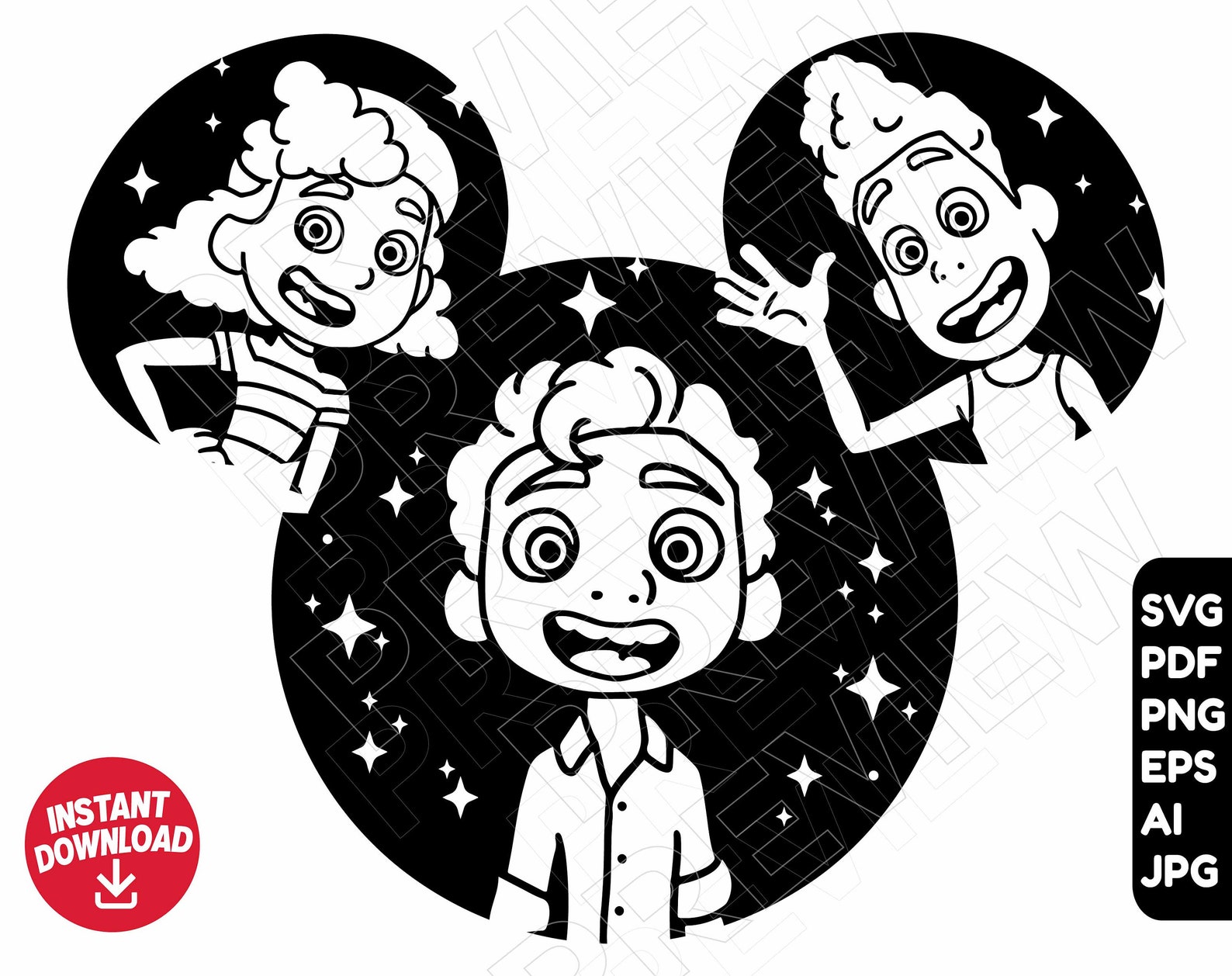 LUCA SVG Ears Cut File Outline Silhoette Instant Download - Etsy