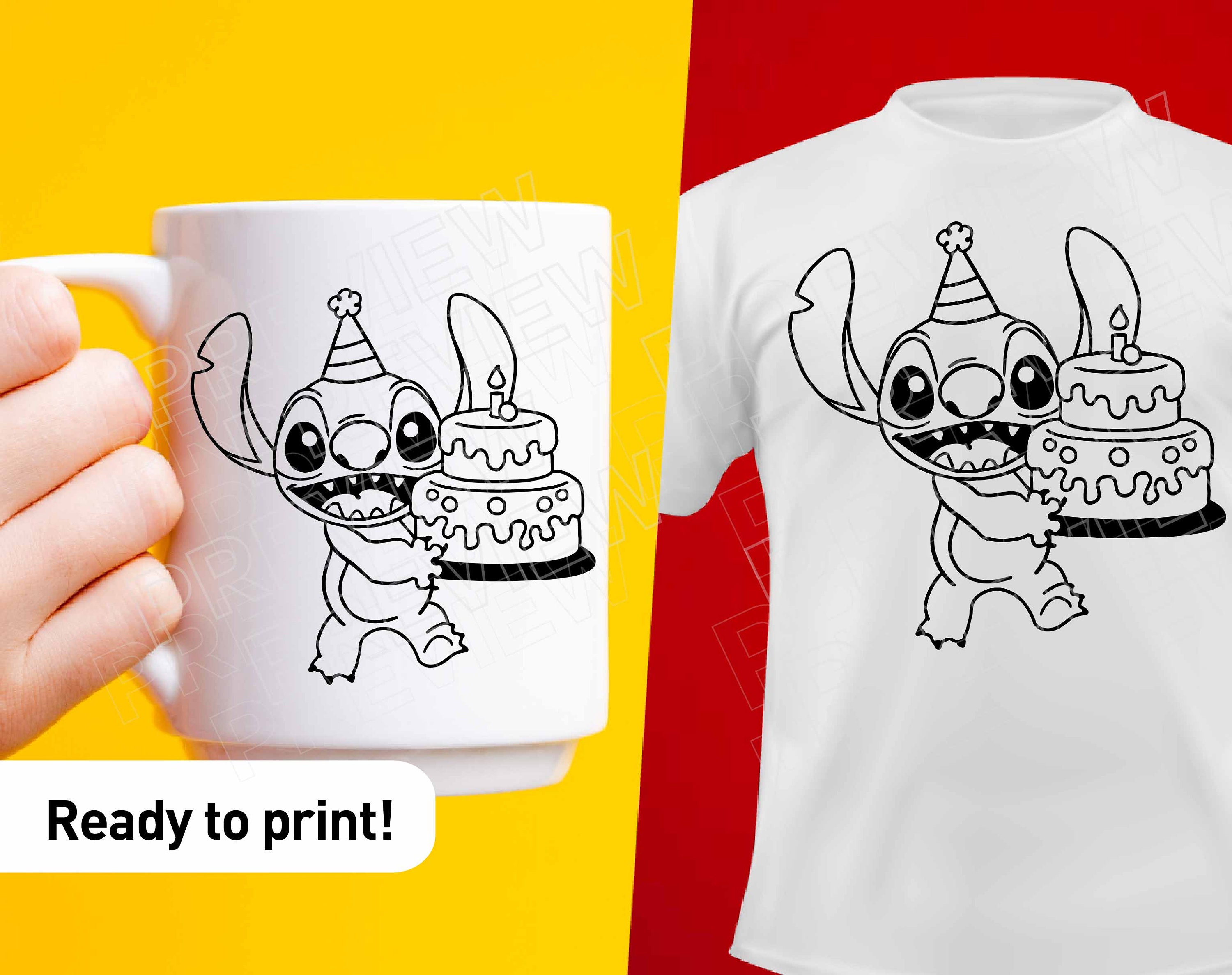 Stitch SVG Birthday Cake Dxf Png Clipart Cut File Outline - Etsy Israel