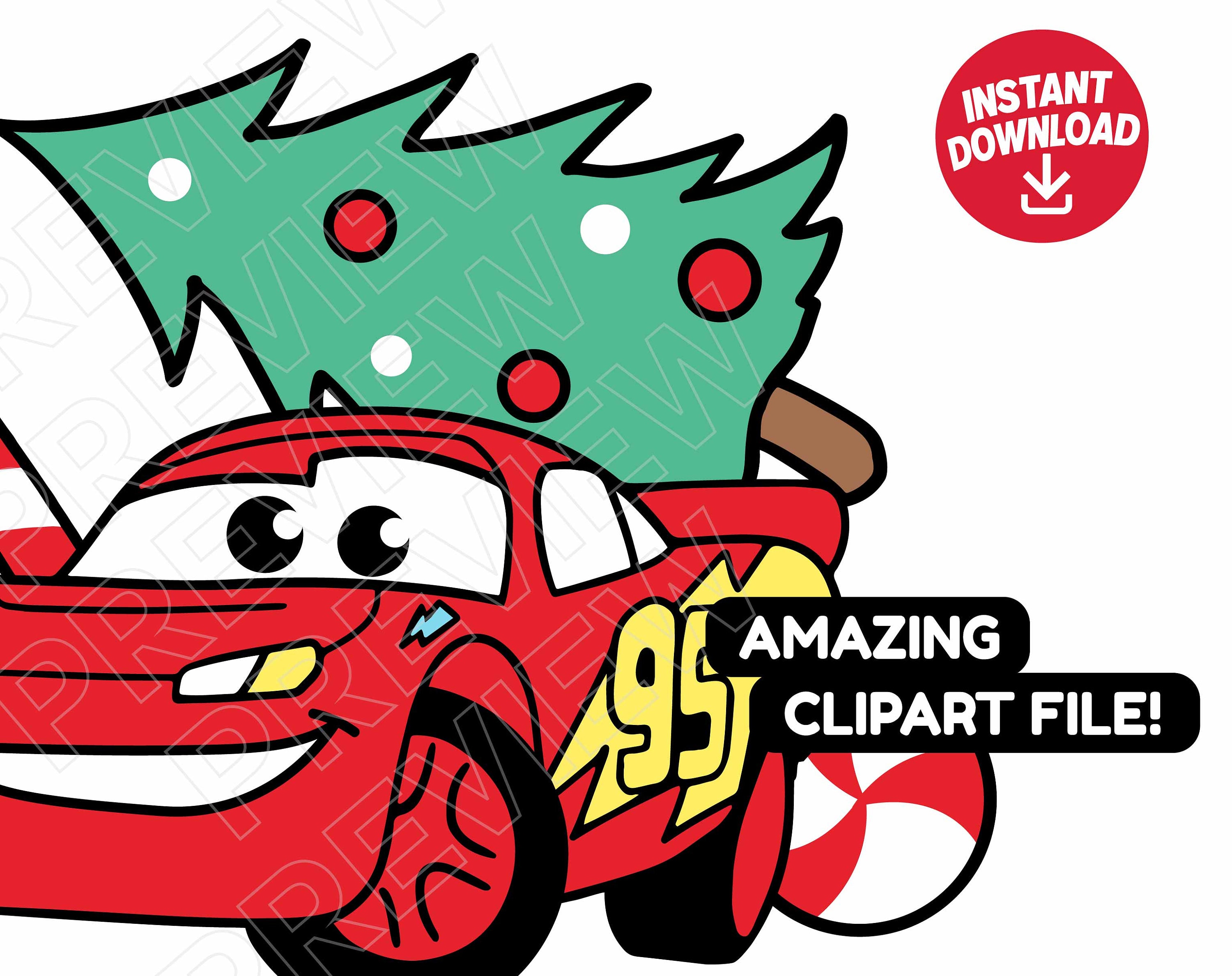 Cars Christmas SVG Png Dxf Clipart Lightning Mcqueen - Etsy