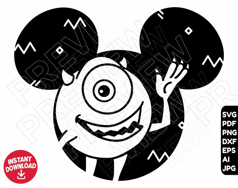 Monsters Inc Mike SVG Ears DXF Clipart Png Cut File Outline - Etsy
