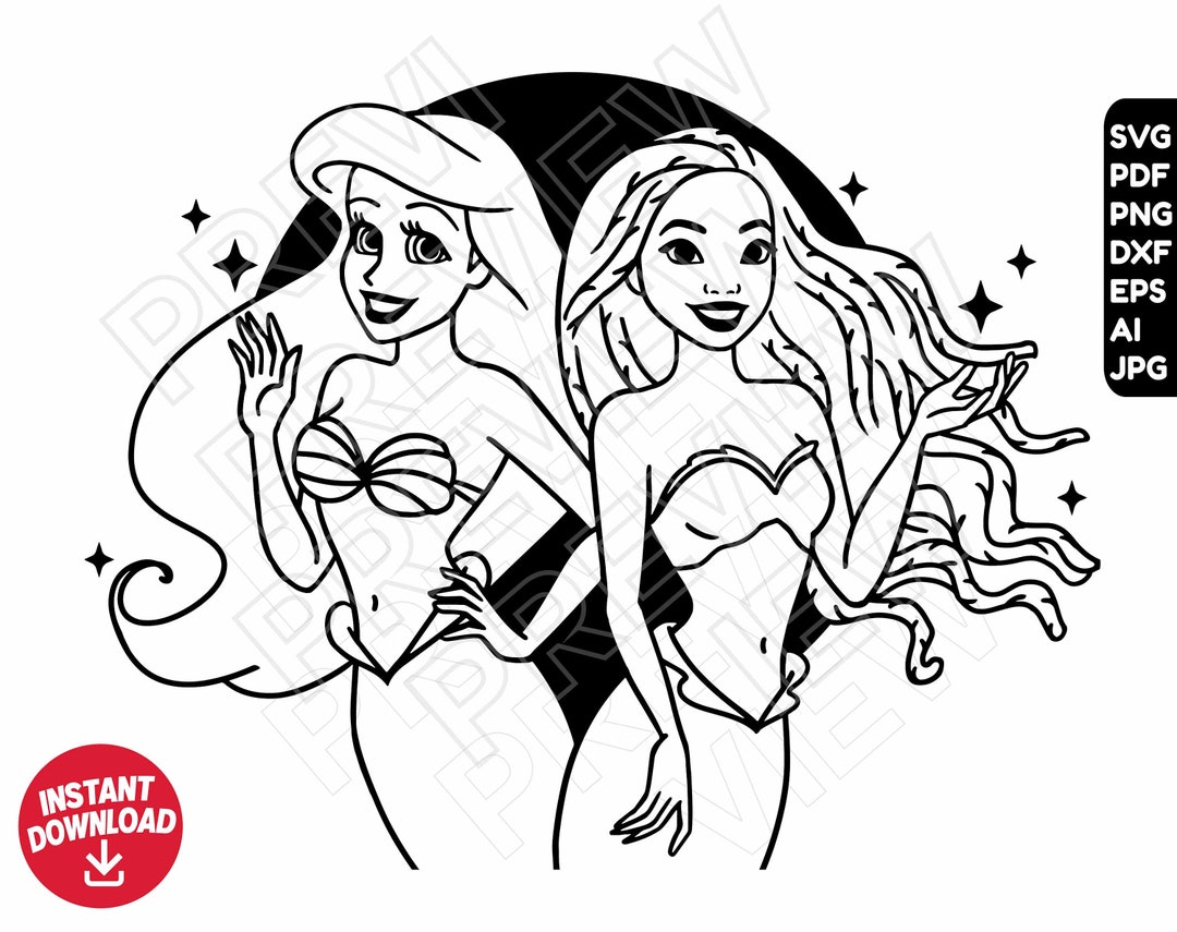 The Little Mermaid African American , Princesses , Black Ariel SVG Png ...