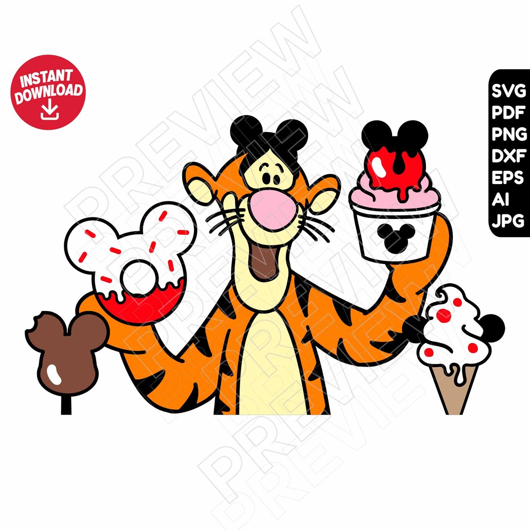 Tigger SVG Winnie the Pooh Snacks Png Dxf Clipart , Cut File Layered by ...