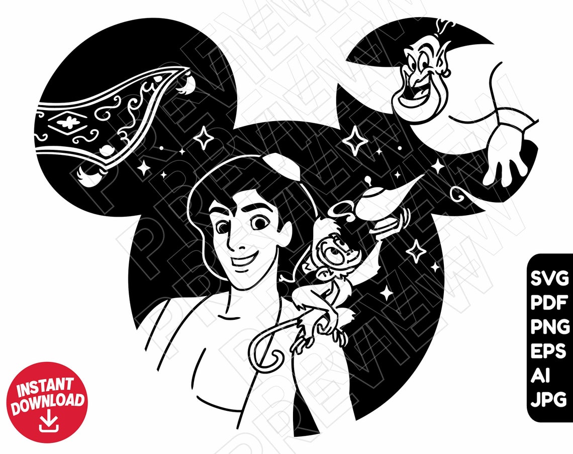 Aladdin SVG Ears Png Clipart Cut File Outline Silhouette - Etsy UK