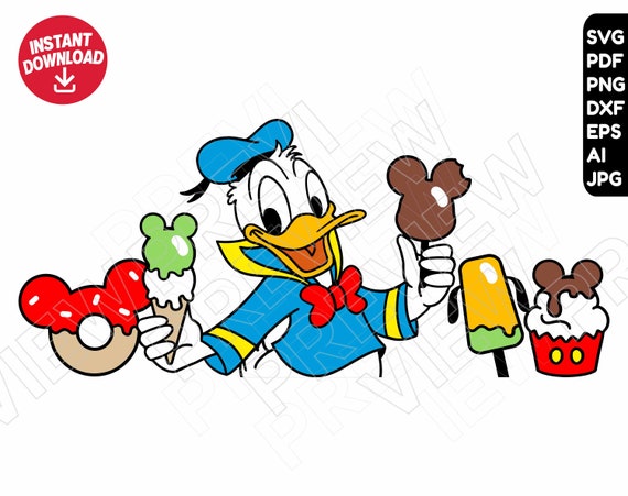Donald SVG Snacks Png Clipart Dxf Cut File Layered by Color - Etsy