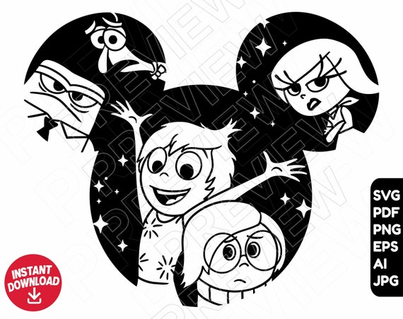 Inside Out SVG Png Clipart Ears Joy Sadness Cut File | Etsy
