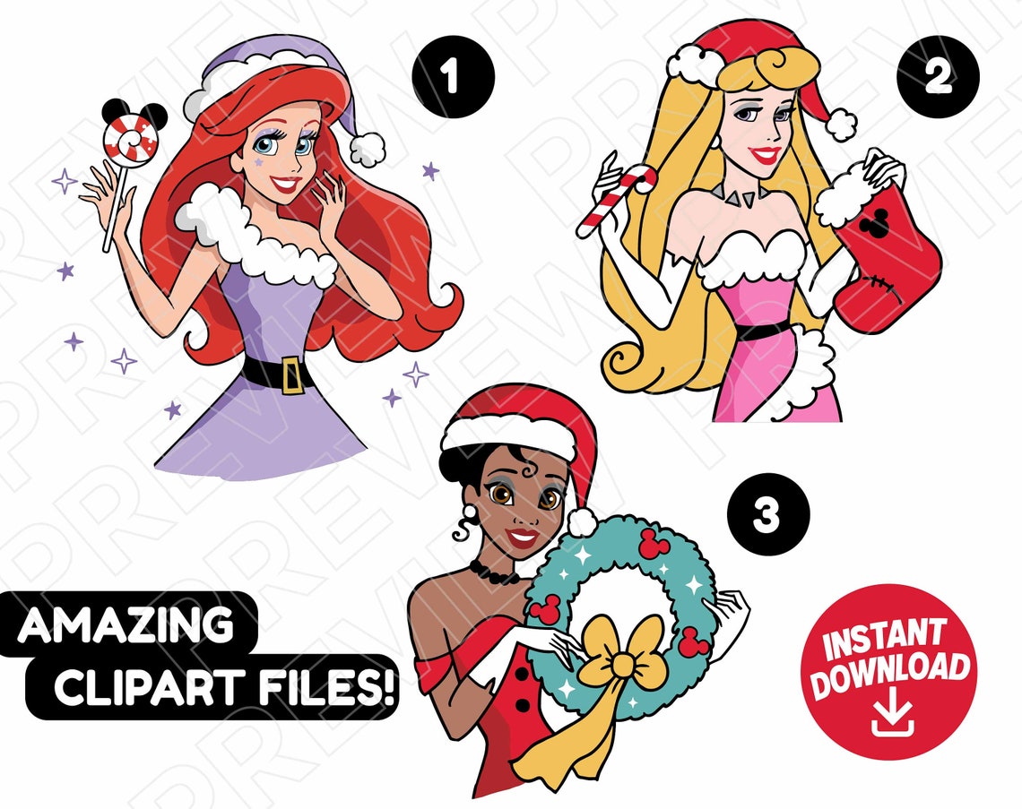 Princess Christmas SVG Disneyprincess Png BUNDLE Set 9 | Etsy