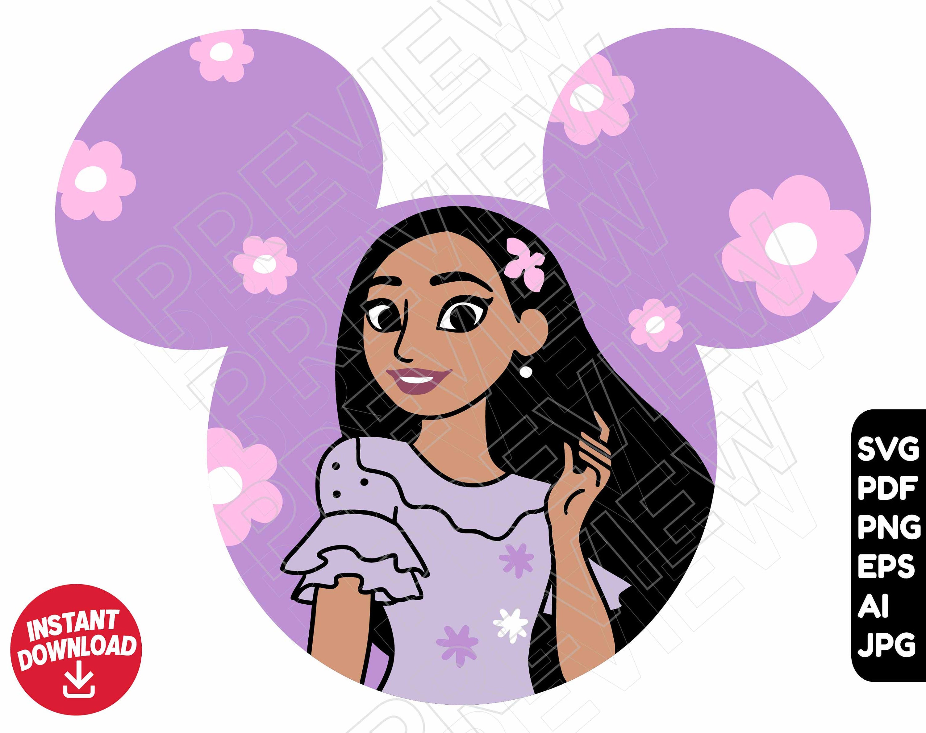 Encanto Isabela SVG Disneyland Ears Flowers Cut File Layered - Etsy ...