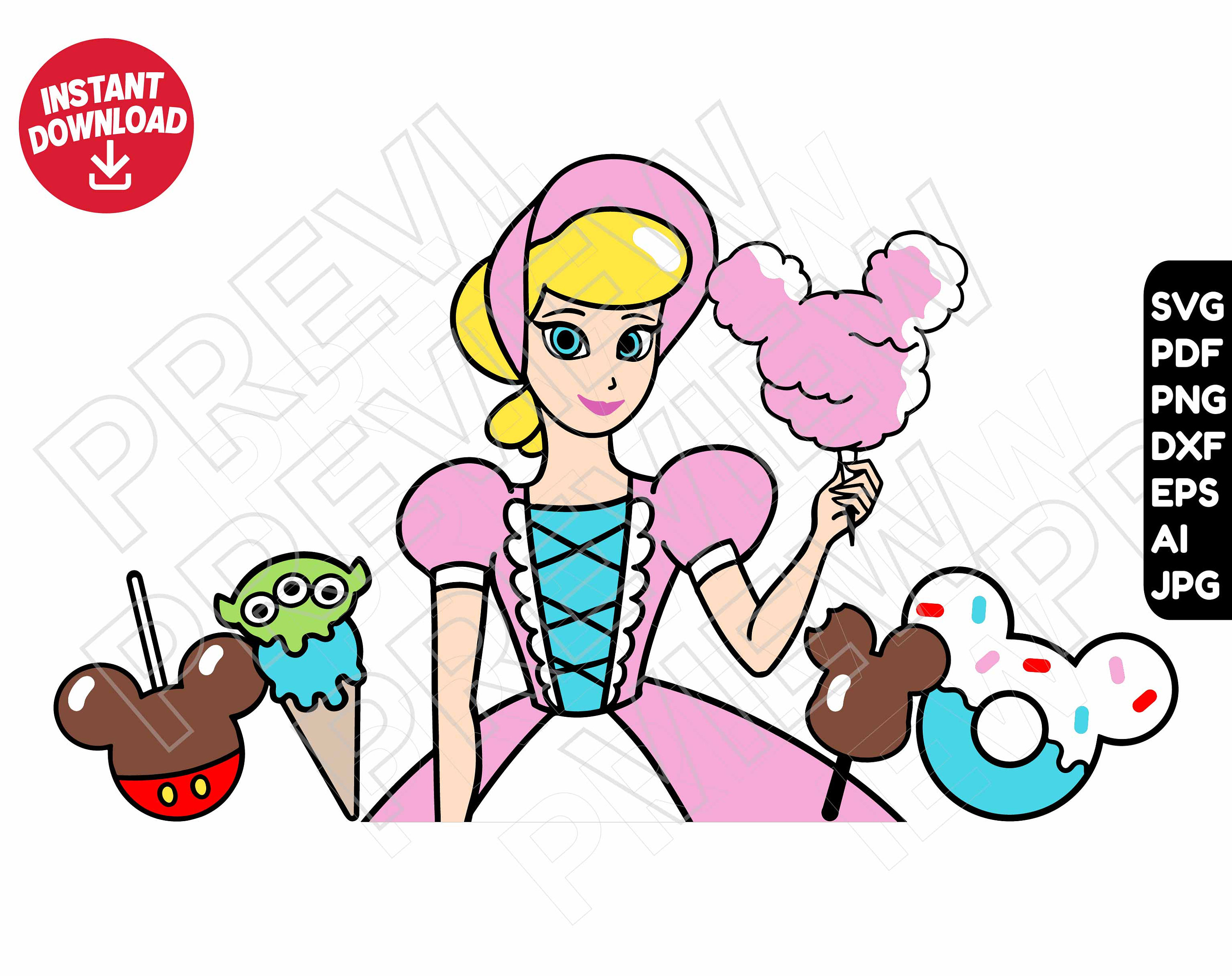 Bo Peep SVG Toy story snacks svg png clipart cut file - Etsy España
