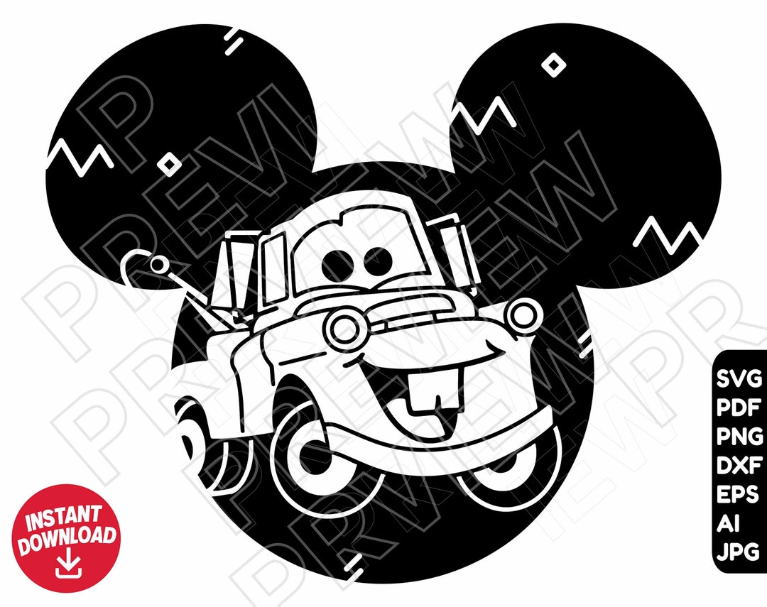 Cars SVG Tow Mater Svg Png Clipart Dxf Clipart, Cut File Cricut Outline ...