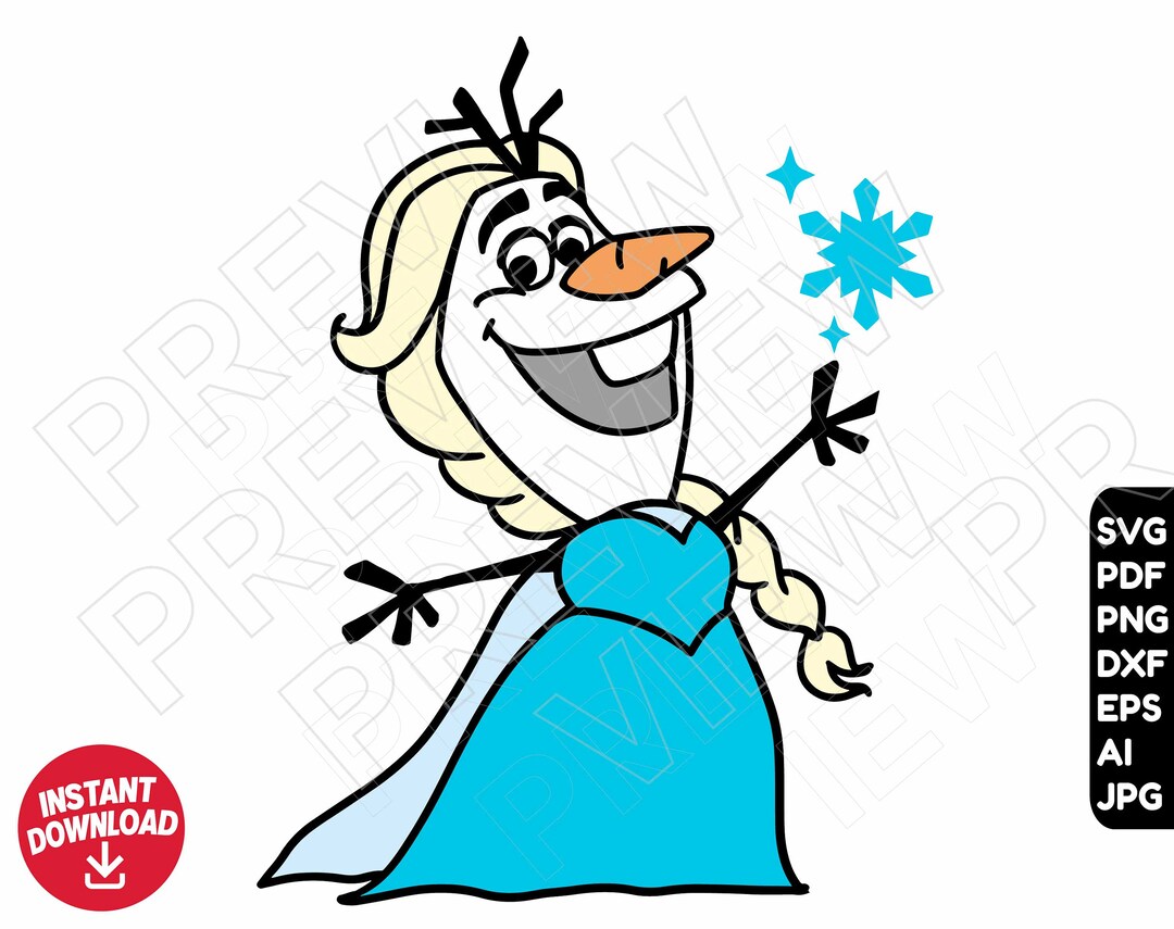 Olaf SVG Elsa Dress Frozen Dxf Png Clipart Cut File Layered - Etsy Canada