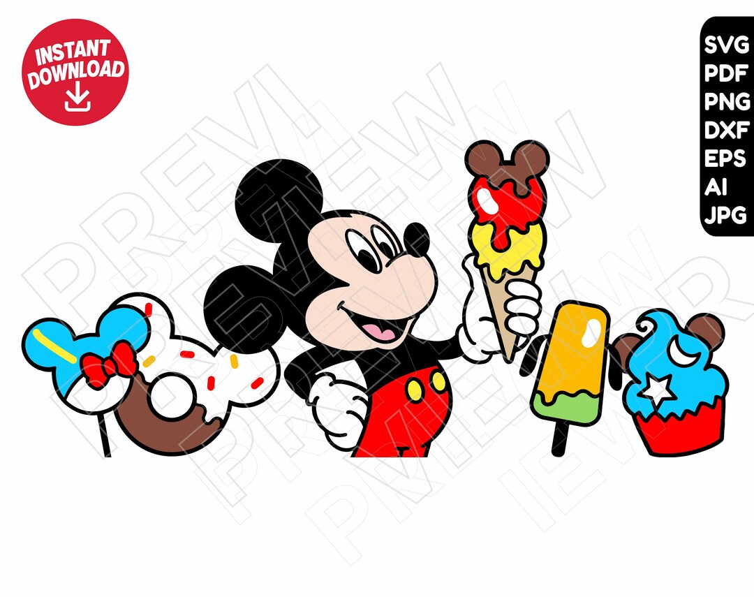 Mickey SVG Snacks Svg Png Dxf Clipart Cut File Layered by - Etsy