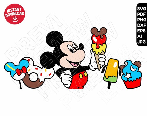 Mickey SVG snacks svg png dxf clipart cut file layered by - Etsy México
